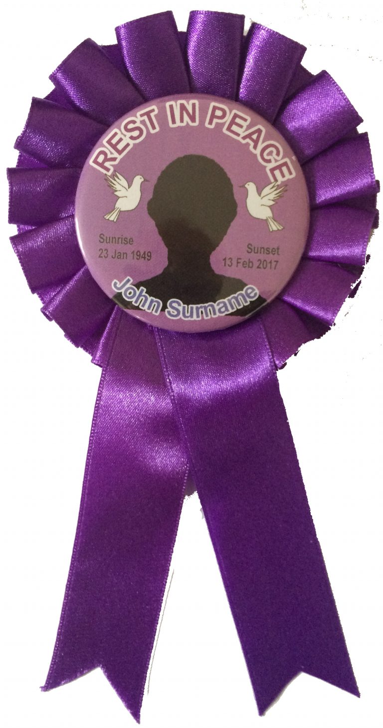 Funeral ribbons with your choice of text and colour. Quick delivery